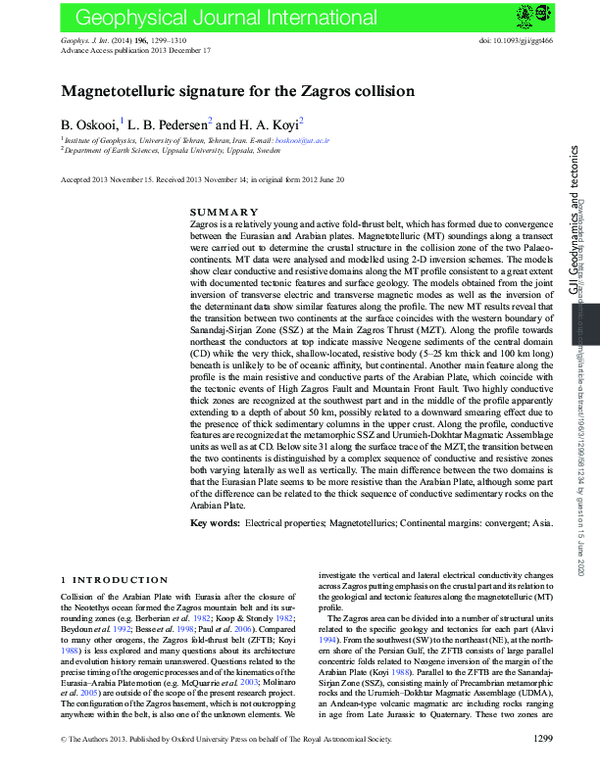 (PDF) Magnetotelluric signature for the Zagros collision