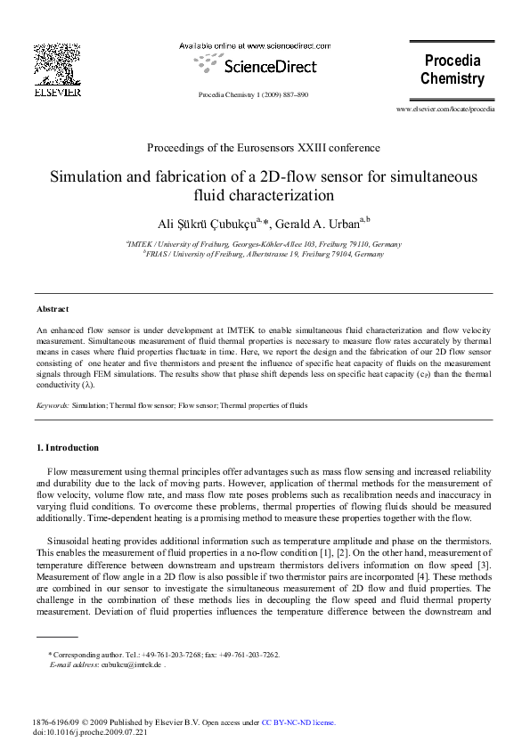 (PDF) Simulation and fabrication of a 2D-flow sensor for simultaneous ...