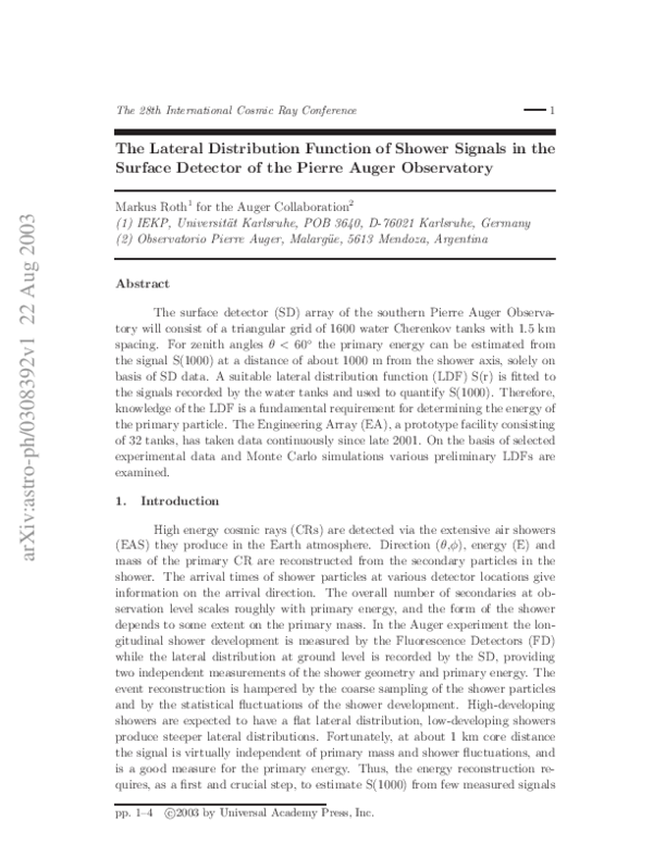 (PDF) The Lateral Distribution Function of Shower Signals in the ...