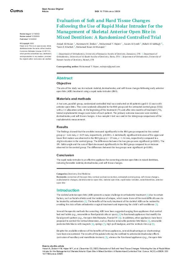 (PDF) Evaluation of Soft and Hard Tissue Changes Following the Use of ...