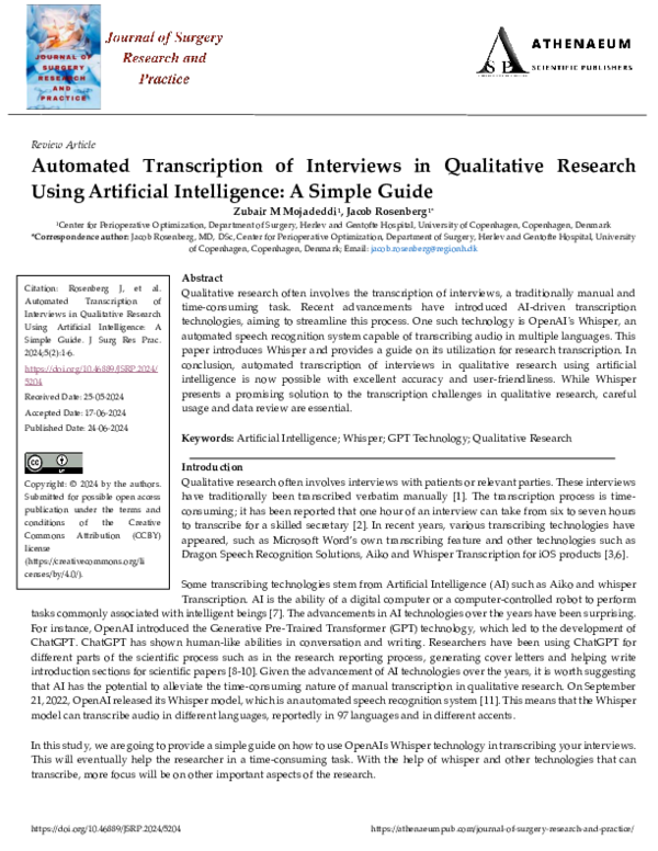 (PDF) Automated Transcription of Interviews in Qualitative Research ...