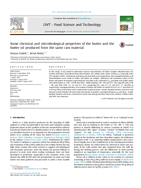 (PDF) Some chemical and microbiological properties of the butter and ...