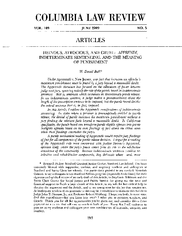 (PDF) Heinous, Atrocious, and Cruel: Apprendi, Indeterminate Sentencing ...
