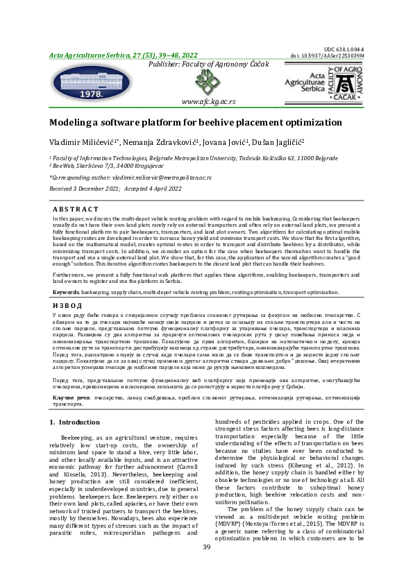 (PDF) Modeling a software platform for beehive placement optimization