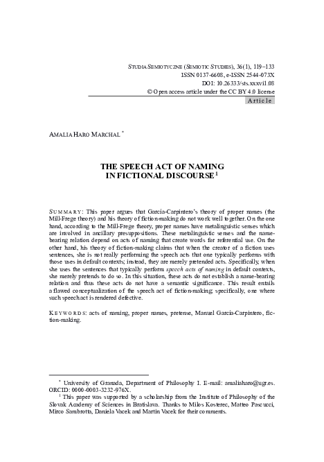(PDF) The speech act of naming in fictional discourse