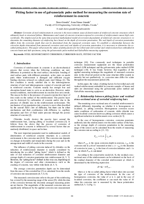 (PDF) Pitting factor in use of galvanostatic pulse method for measuring the corrosion rate of ...
