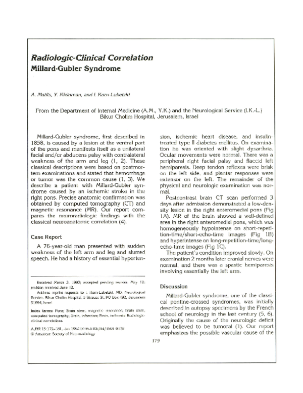 (PDF) Millard-Gubler syndrome