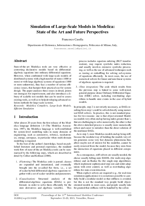 (PDF) Simulation of Large-Scale Models in Modelica: State of the Art ...