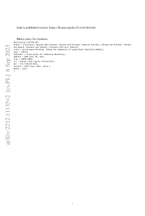 Pdf Array Aware Matching Taming The Complexity Of Large Scale Simulation Models 2595