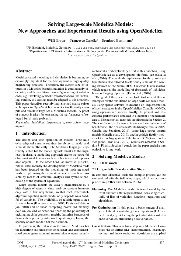 (PDF) Solving large-scale Modelica models: new approaches and ...