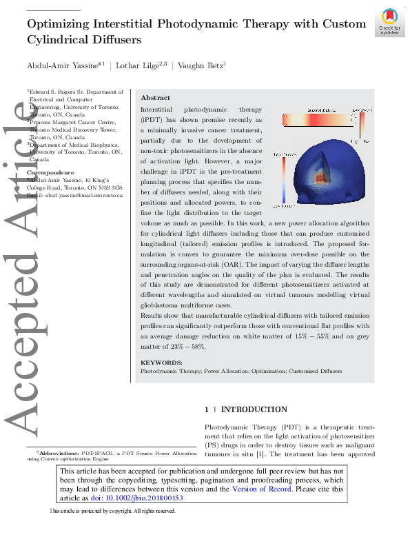 (PDF) Optimizing interstitial photodynamic therapy with custom ...
