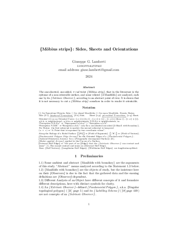 (PDF) {Möbius strips}: Sides, Sheets and Orientations