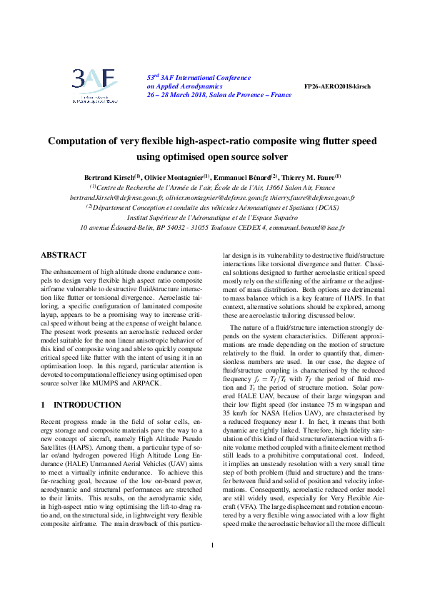 (PDF) Computation of very flexible high-aspect-ratio composite wing flutter speed using ...