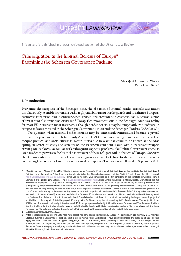 (PDF) Crimmigration at the Internal Borders of Europe? Examining the ...