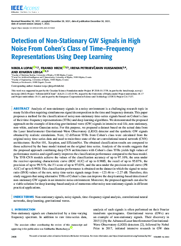 (PDF) Detection of Non-Stationary GW Signals in High Noise From Cohen’s Class of Time–Frequency ...