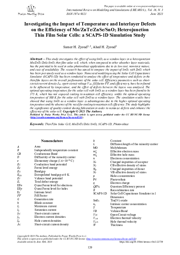(PDF) Investigating the Impact of Temperature and Interlayer Defects on the Efficiency of Mo ...