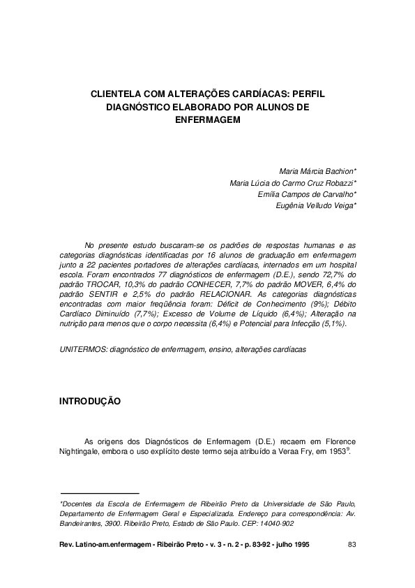 (PDF) Clientele with cardiac alterations: a diagnosis profile ...