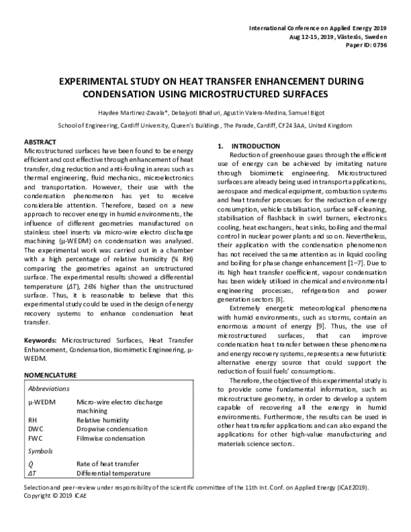 (PDF) Experimental Study on Heat Transfer Enhancement During ...
