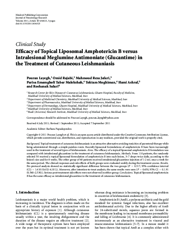 (PDF) Efficacy of Topical Liposomal Amphotericin B versus Intralesional ...