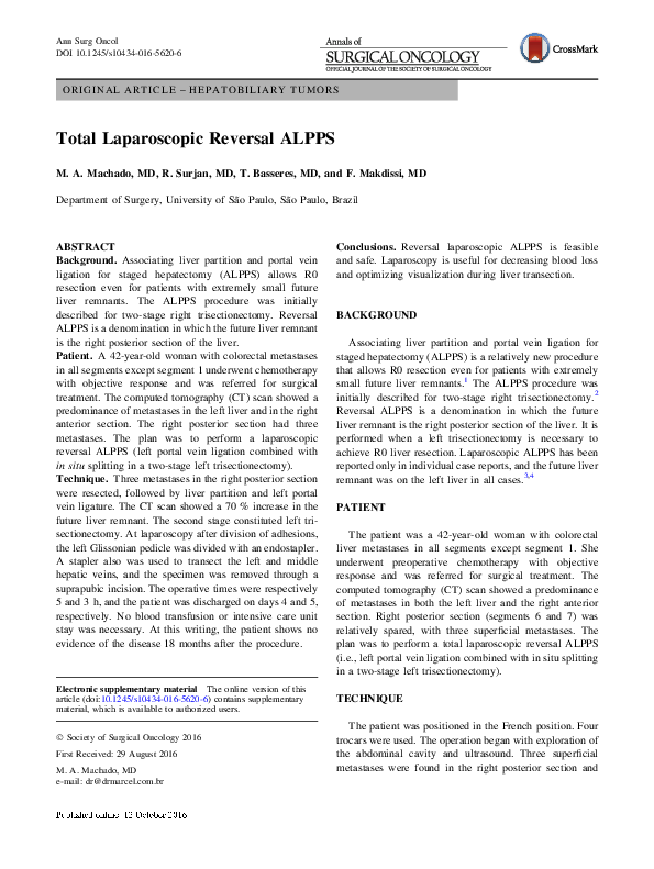 (PDF) Total Laparoscopic Reversal ALPPS
