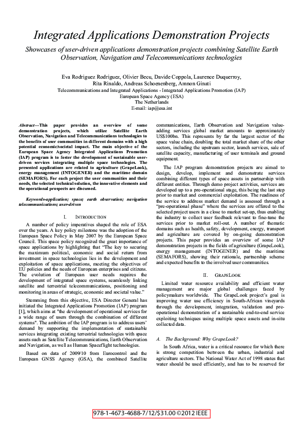 (PDF) Integrated applications demonstration projects: Showcases of user-driven applications ...
