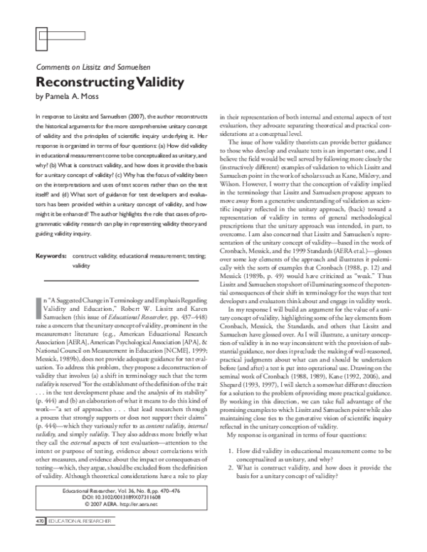 (PDF) Reconstructing Validity