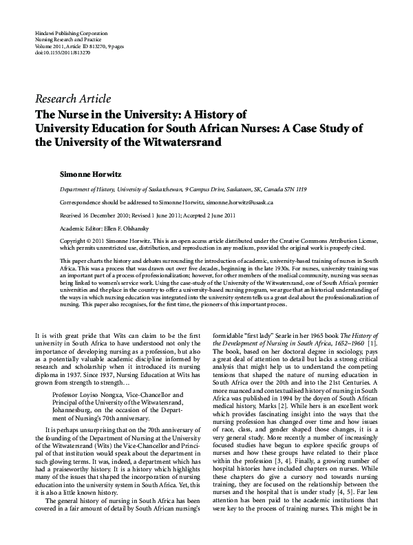 (PDF) The Nurse in the University: A History of University Education ...