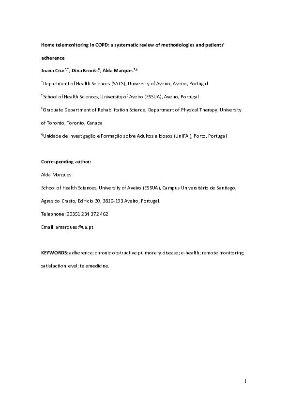 (PDF) Home telemonitoring in COPD: A systematic review of methodologies ...