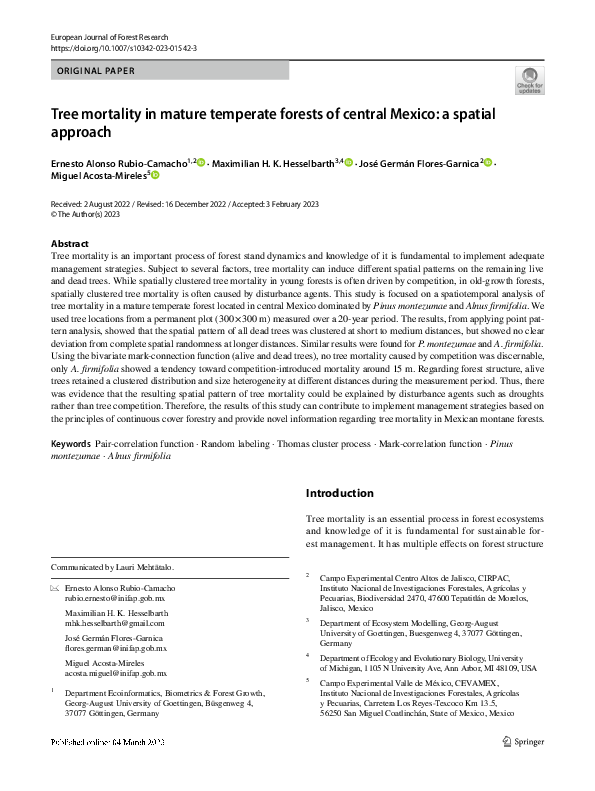 (PDF) Tree mortality in mature temperate forests of central Mexico: a ...