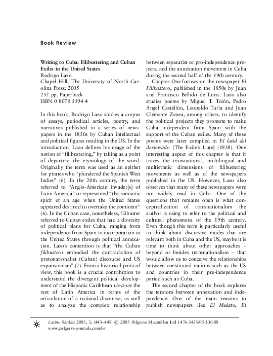 (PDF) Writing to Cuba: Filibustering and Cuban Exiles in the United States