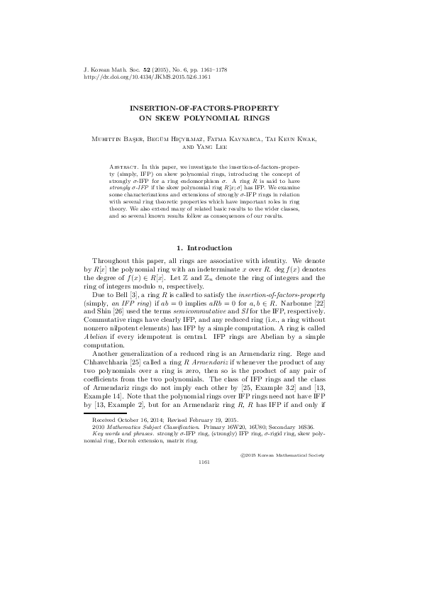 (PDF) On Skew Polynomial Rings