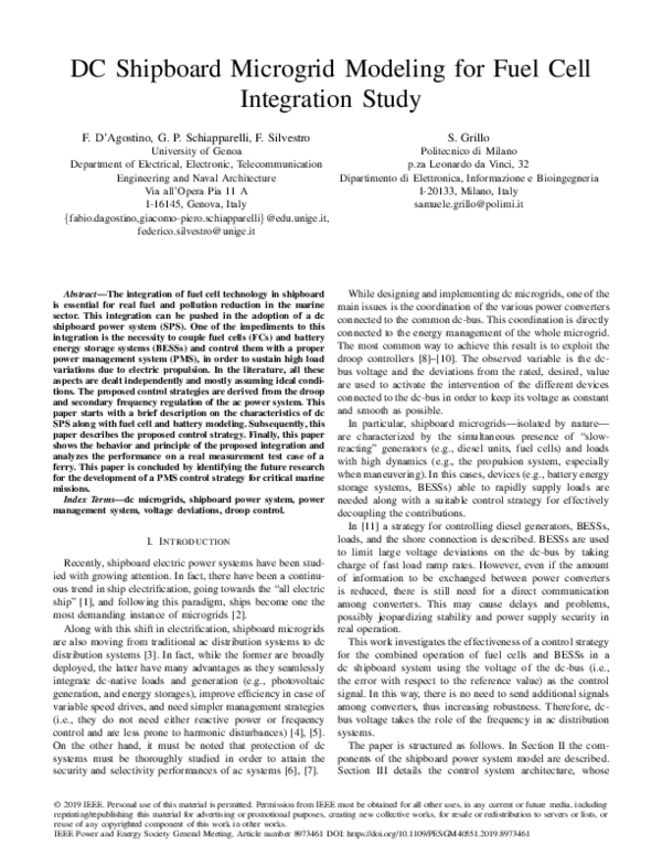 (PDF) DC Shipboard Microgrid Modeling for Fuel Cell Integration Study