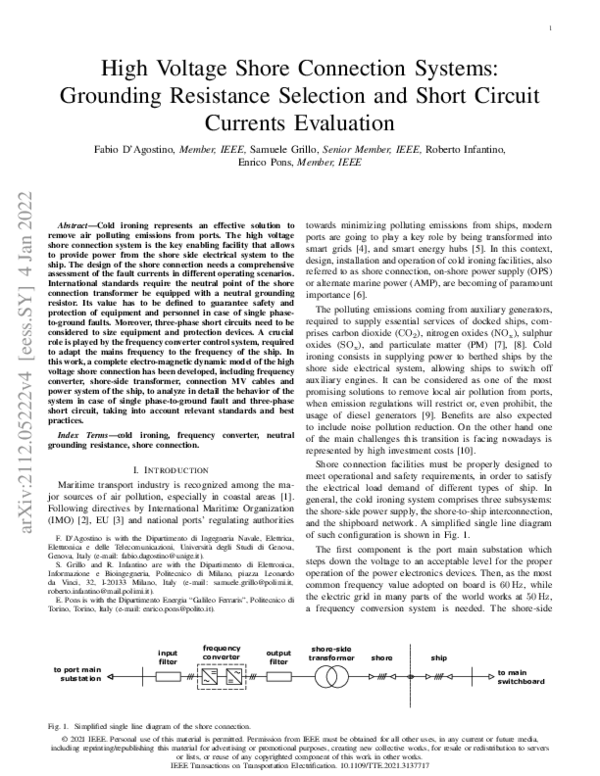 (PDF) High-Voltage Shore Connection Systems: Grounding Resistance Selection and Short-Circuit ...