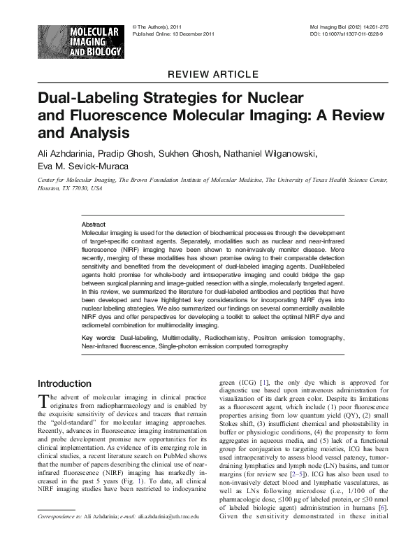 (PDF) Dual-Labeling Strategies for Nuclear and Fluorescence Molecular Imaging: A Review and Analysis