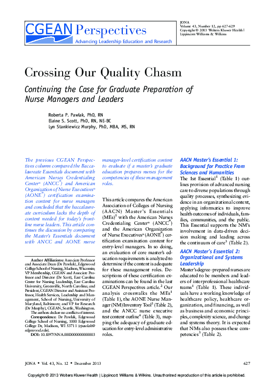 (PDF) Crossing Our Quality Chasm