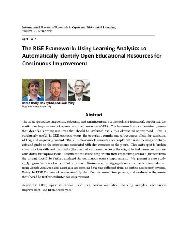 (PDF) The RISE Framework: Using Learning Analytics to Automatically ...