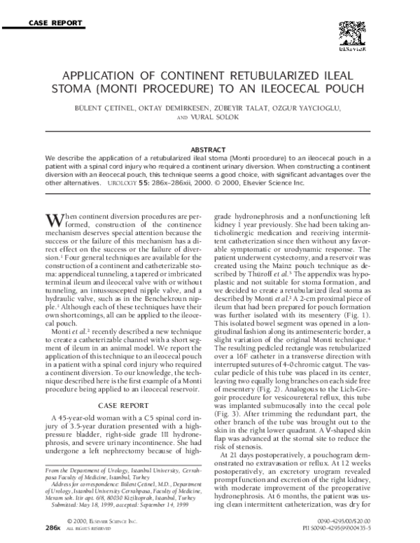 (PDF) Application of continent retubularized ileal stoma (Monti ...