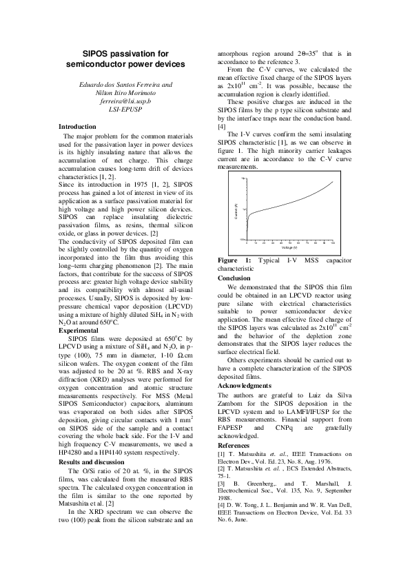 (PDF) SIPOS passivation for semiconductor power devices
