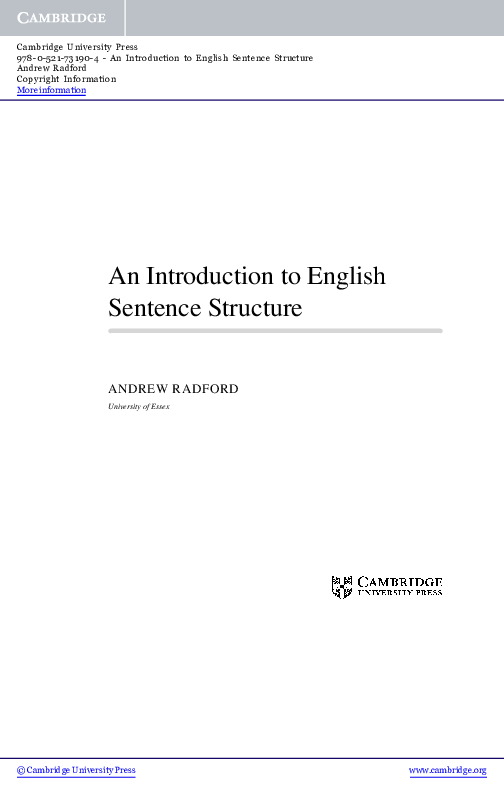 (PDF) An Introduction to English Sentence Structure