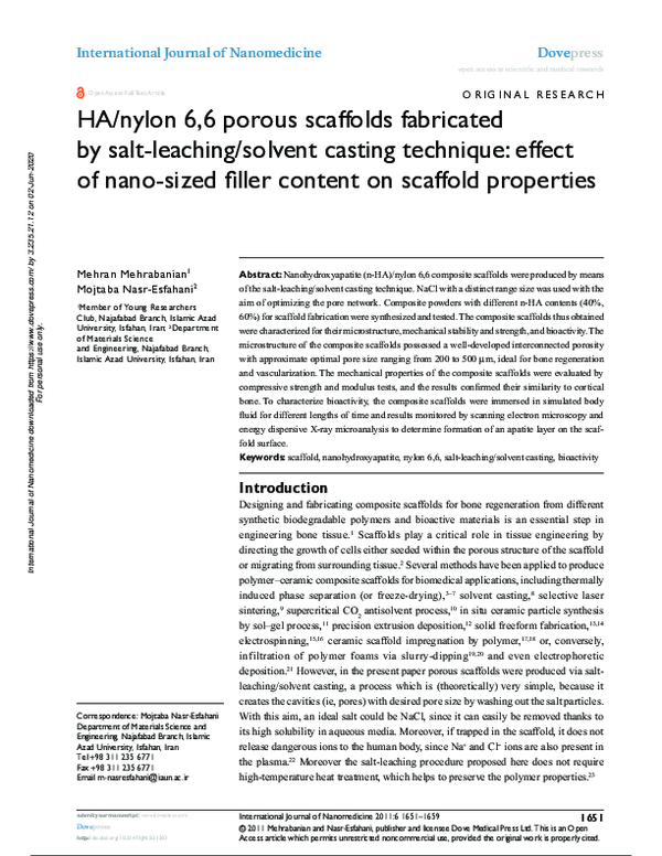 (PDF) n-HA/Nylon 6,6 Scaffolds: Pore Optimization Study