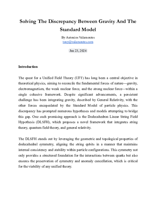 (PDF) Solving The Discrepancy Between Gravity And The Standard Model