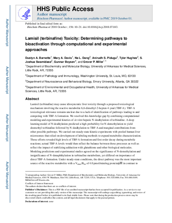 (PDF) Lamisil (terbinafine) toxicity: Determining pathways to bioactivation through ...