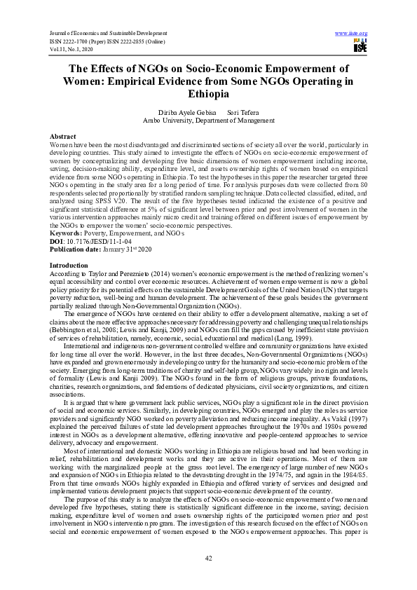 (PDF) The Effects of NGOs on Socio-Economic Empowerment of Women ...