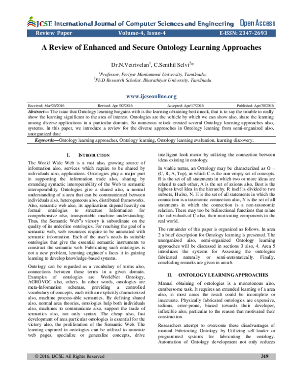 (PDF) A Review of Enhanced and Secure Ontology Learning Approaches