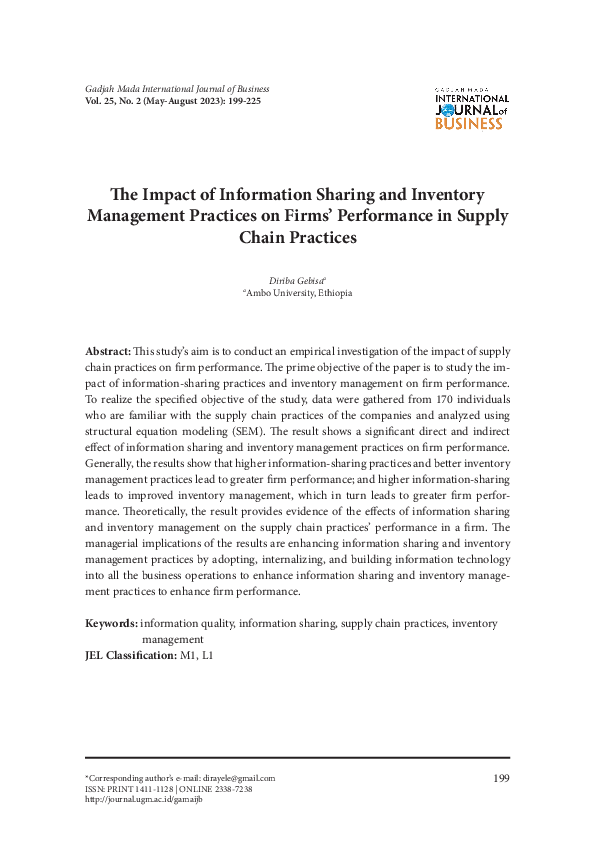 (PDF) The Impact of Information Sharing and Inventory Management Practices on Firms' Performance ...