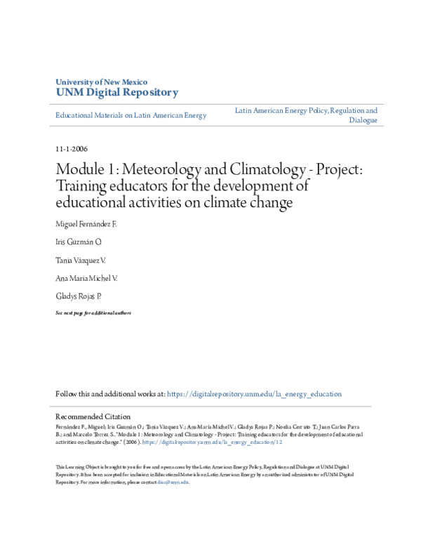 (PDF) Module 1: Meteorology and Climatology - Project: Training ...