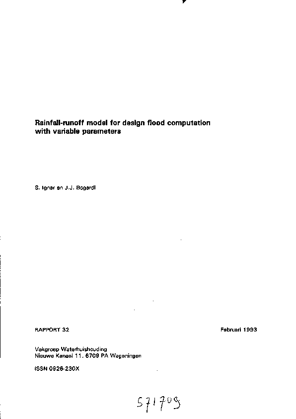 Pdf Rainfall Runoff Model For Design Flood Computation With Variable Parameters