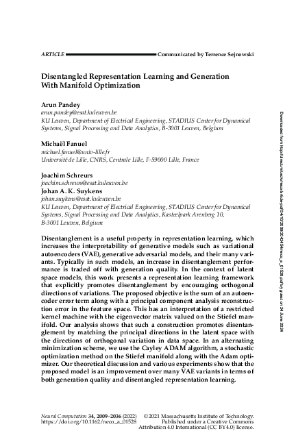 (PDF) Disentangled Representation Learning and Generation With Manifold ...