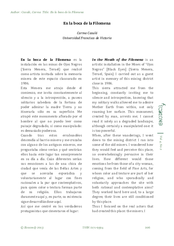 (PDF) In The Mouth of The Filomena // En la boca de la Filomena