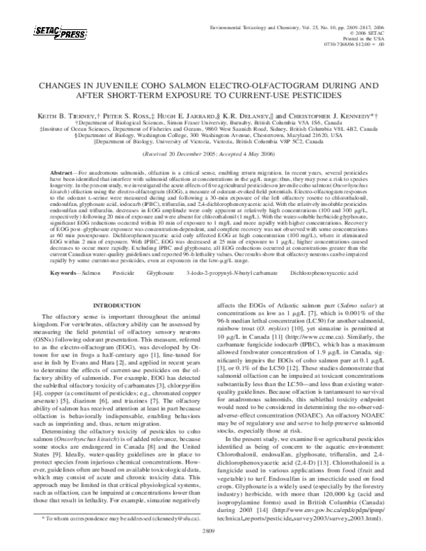 (PDF) Changes in juvenile coho salmon electro‐olfactogram during and ...
